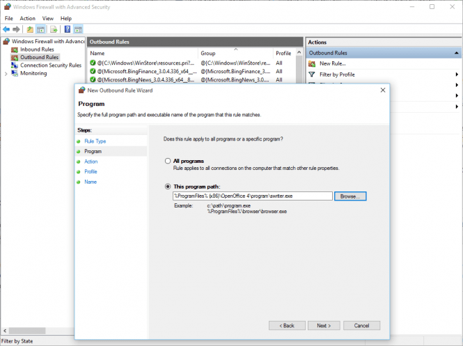 How to block applications from accessing the Internet in Windows 10