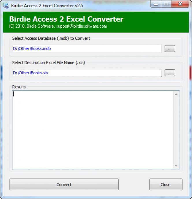 How to convert MDB to XLS with Birdie Access to Excel Converter